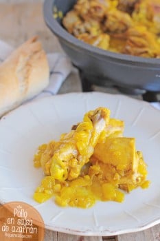 Pollo en salsa de azafrán