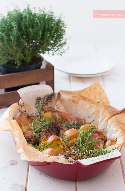 Conejo al horno con patatas (receta fácil de conejo asado) - PequeRecetas