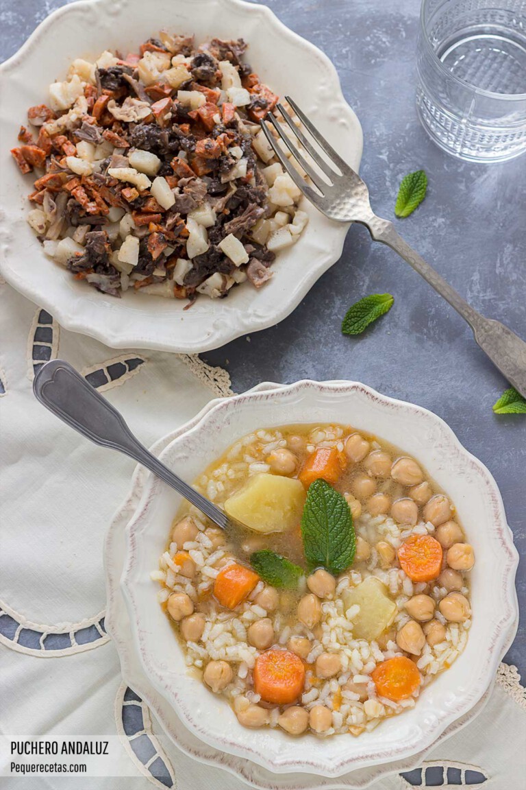 Puchero Andaluz con pringá (receta de cocido andaluz) - PequeRecetas