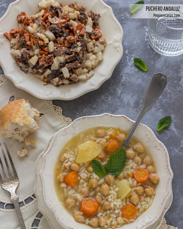 Puchero Andaluz con pringá (receta de cocido andaluz) - PequeRecetas