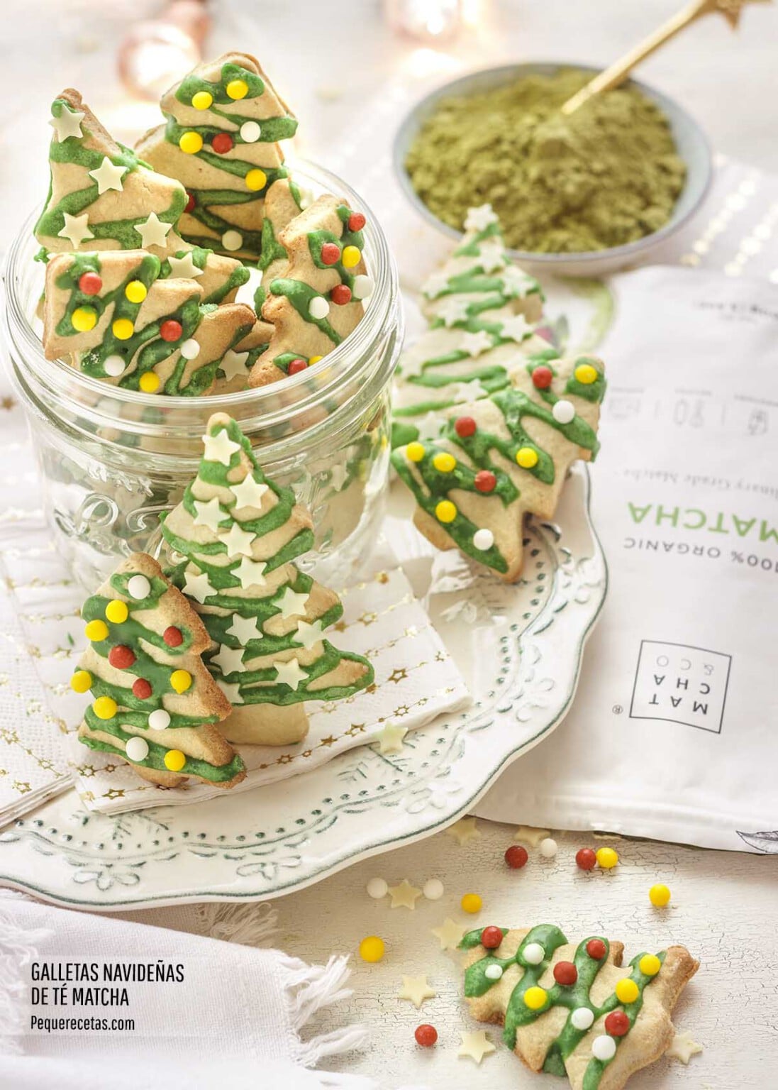 Galletas de Té Matcha navideñas (con forma de Árbol de Navidad ...